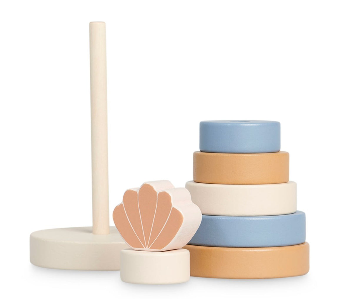 Jollein houten stapeltoren schelp - Blue – Ikenmijnmama